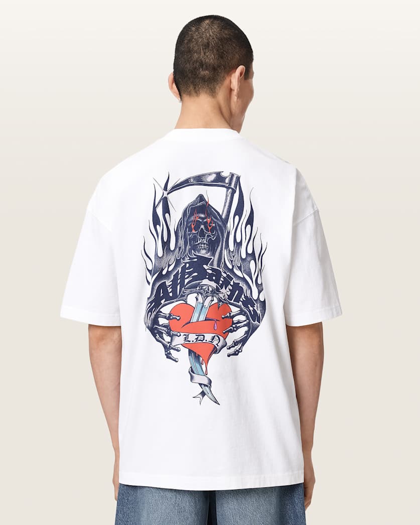 Scimitar Short Sleeve Oversized Graphic T-Shirt Optic White | ALLSAINTS ...